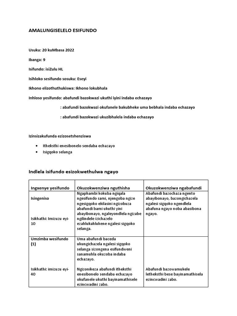 Annotated-IsiZulu Lesson Plan | PDF