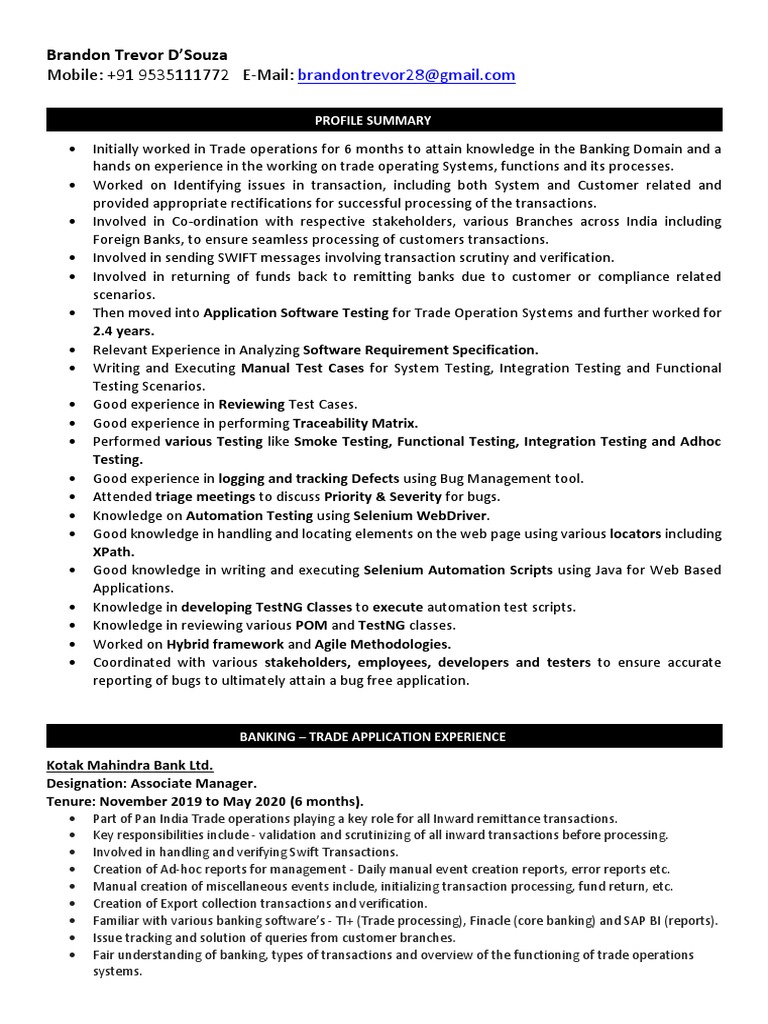 Brandon D'souza Resume | PDF