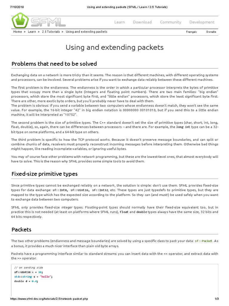 Using and Extending Packets (SFML - Learn - 2.5 Tutorials) | Download ... Using and Extending Packets (SFML - Learn - 2.5 Tutorials) | Download ...