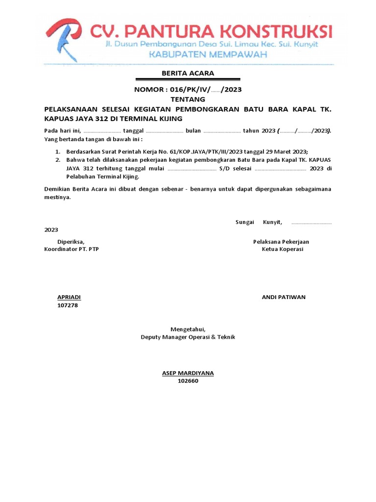 Contoh Berita Acara | PDF