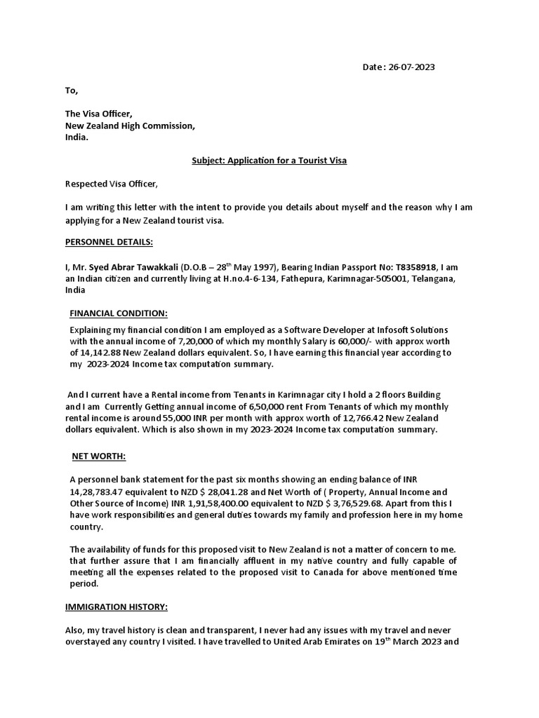Newzealand Cover Letter | PDF