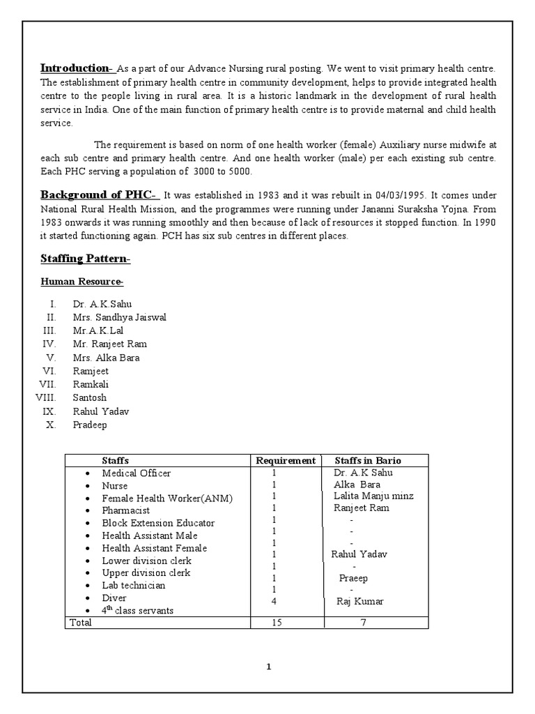 A Report On PHC | PDF