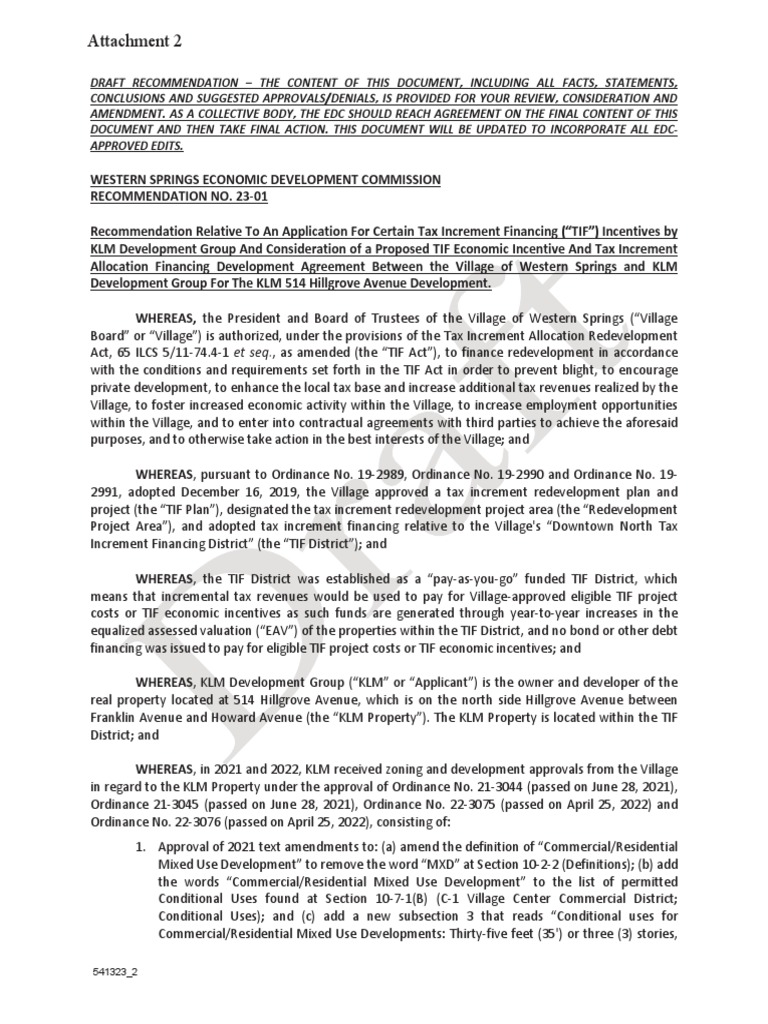 Western Springs Economic Development Commission Recommendation | PDF