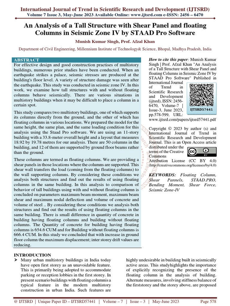 An Analysis of A Tall Structure With Shear Panel and Floating Columns ...