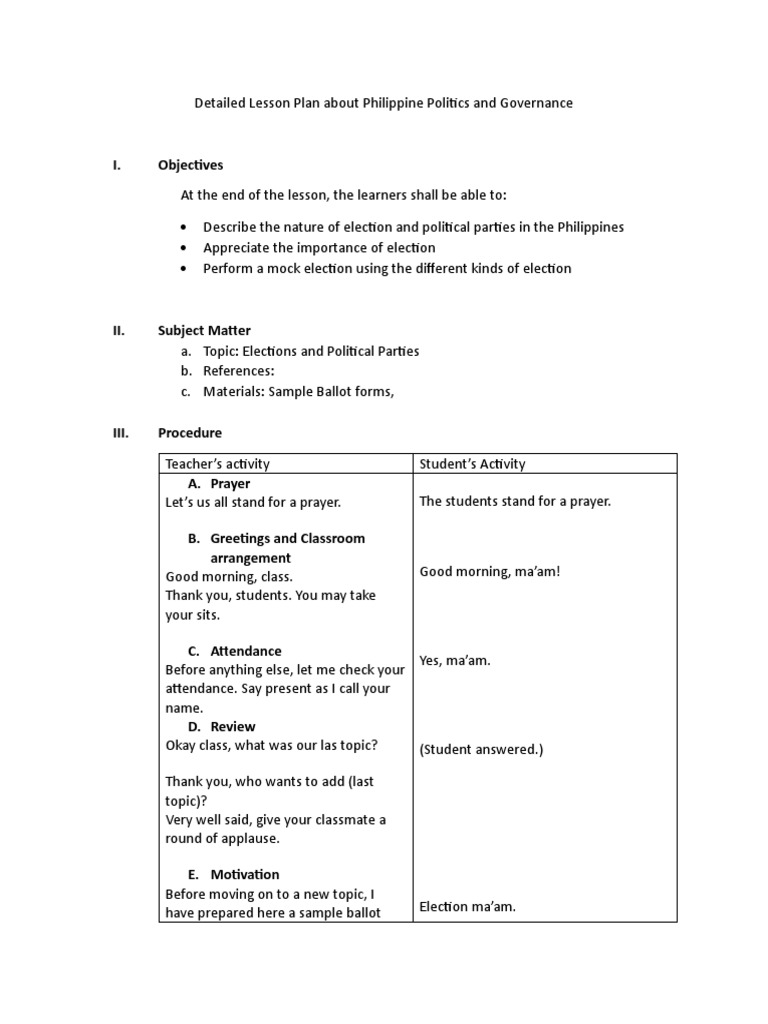 Philippine Elections and Political Parties Lesson | PDF
