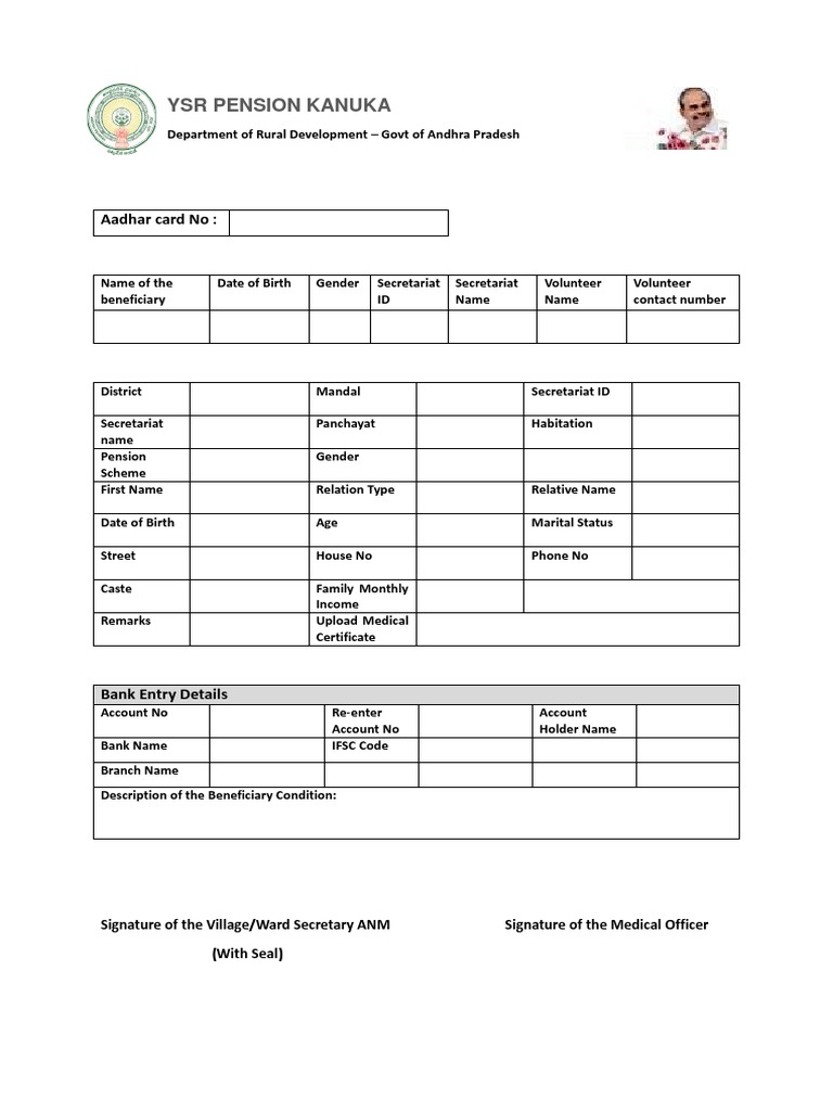 YSR Pension Kanuka Application Form | PDF