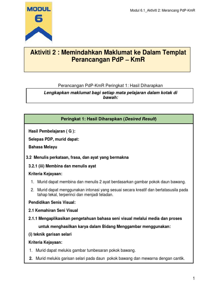 Toolkit 6.1 - Aktiviti 2 Perancangan PDP KMR (3) .Doc KLH | PDF
