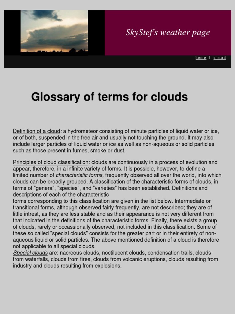 Cloud Glossary | PDF | Cloud | Clouds, Fog And Precipitation