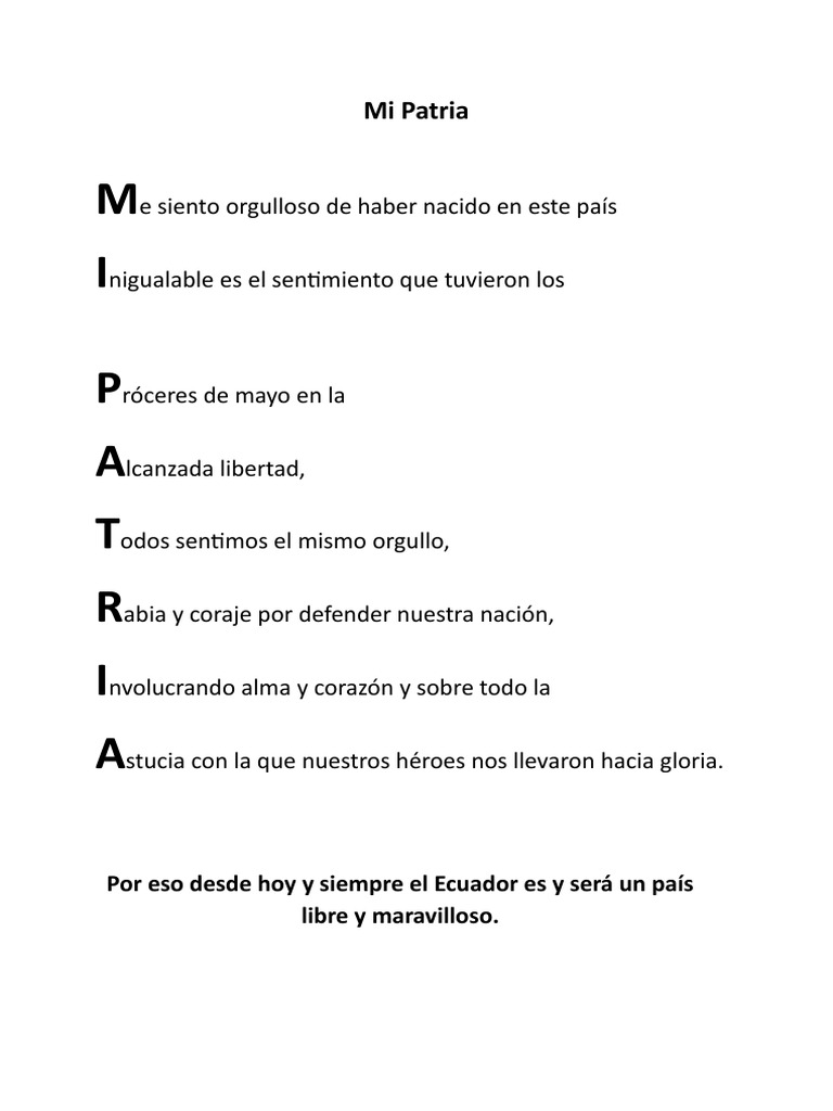 Acrostico Mi Patria | PDF