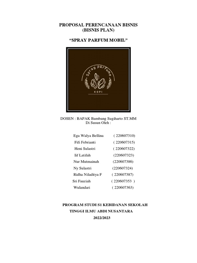 Bisnis Plan - Kel 2 - Kelas G2 - Spray Parfum Mobil | PDF