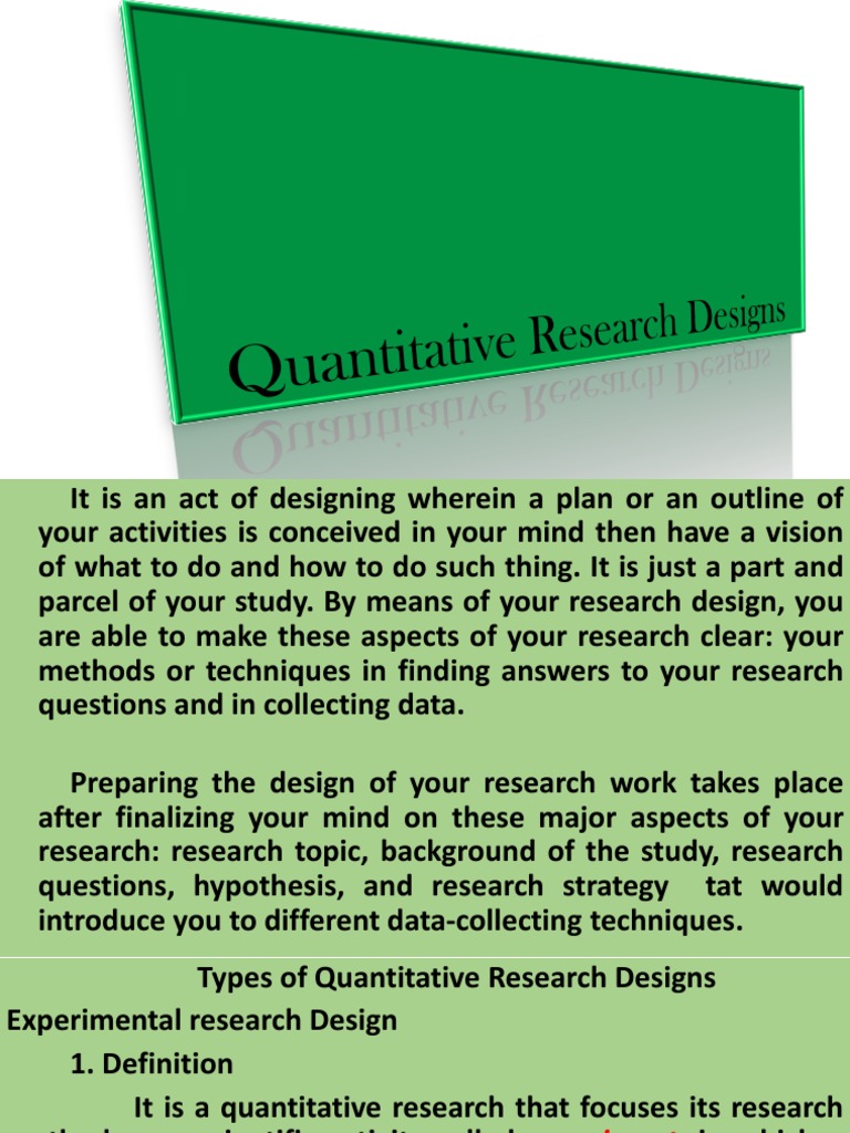 Lesson 11 Quantitative Research Designs | PDF Lesson 11 Quantitative Research Designs | PDF