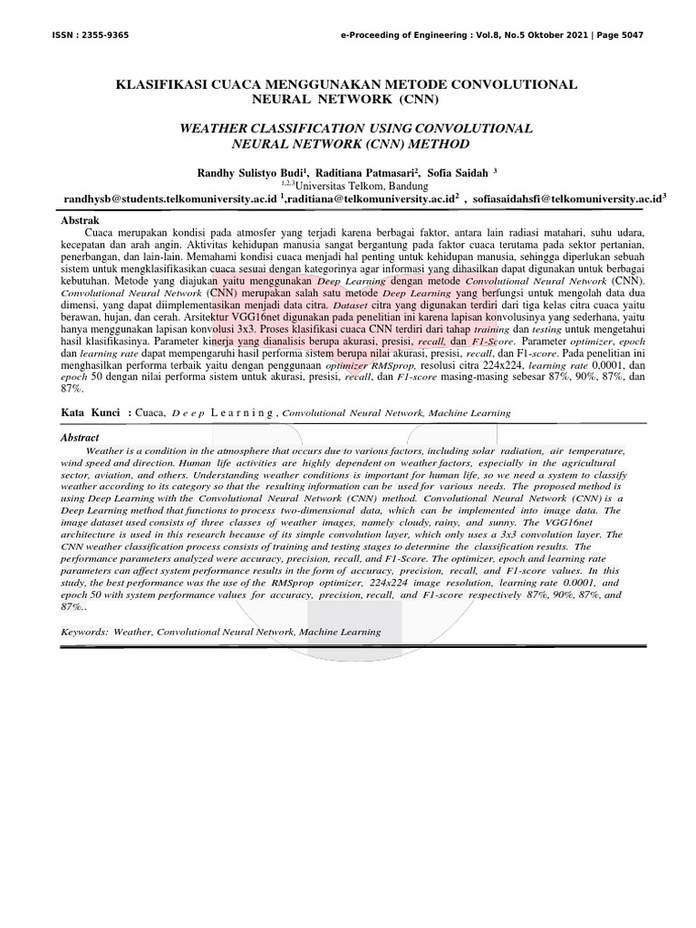 Klasifikasi Cuaca Menggunakan Metode Convolutional Neural Network (CNN ...