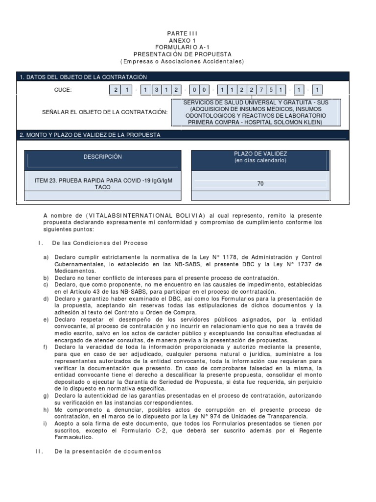 Formulario A-1 | PDF