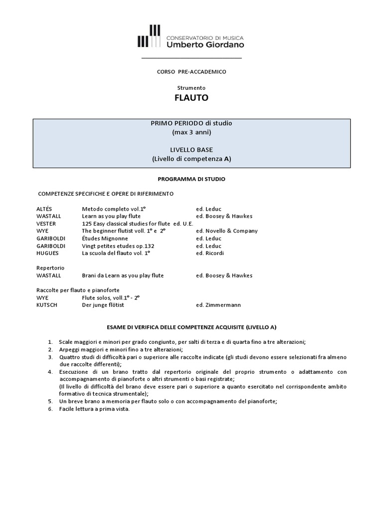 Flauto Preaccademico | PDF
