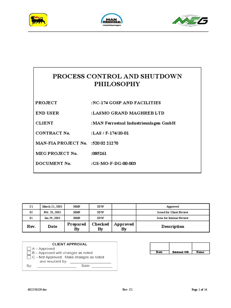Process Control and Shutdown Philosophy | PDF | Pump | Petroleum