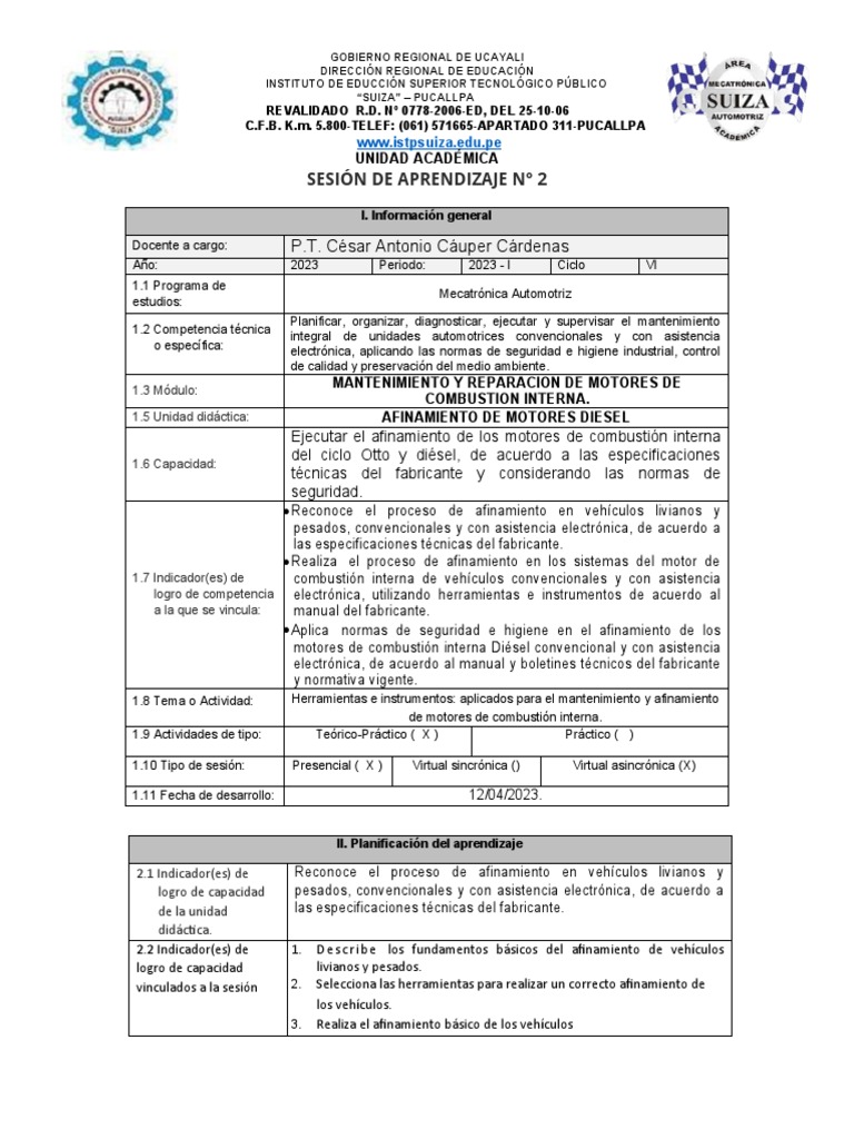 Sesión de Aprendizaje N°2 | PDF