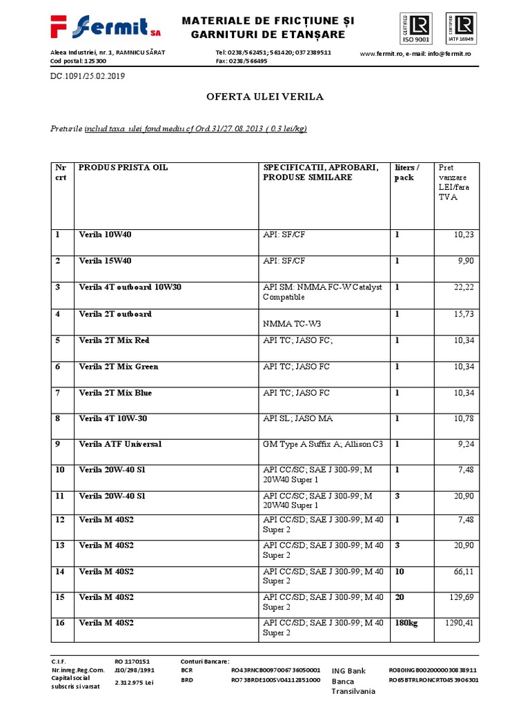 Oferta Ulei Verila | PDF | Banks | Institutional Investors