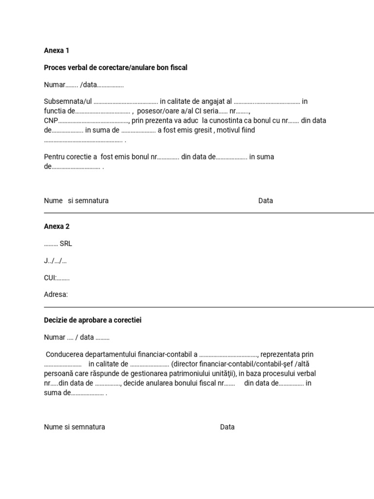 Proces Verbal Anulare Bon | PDF