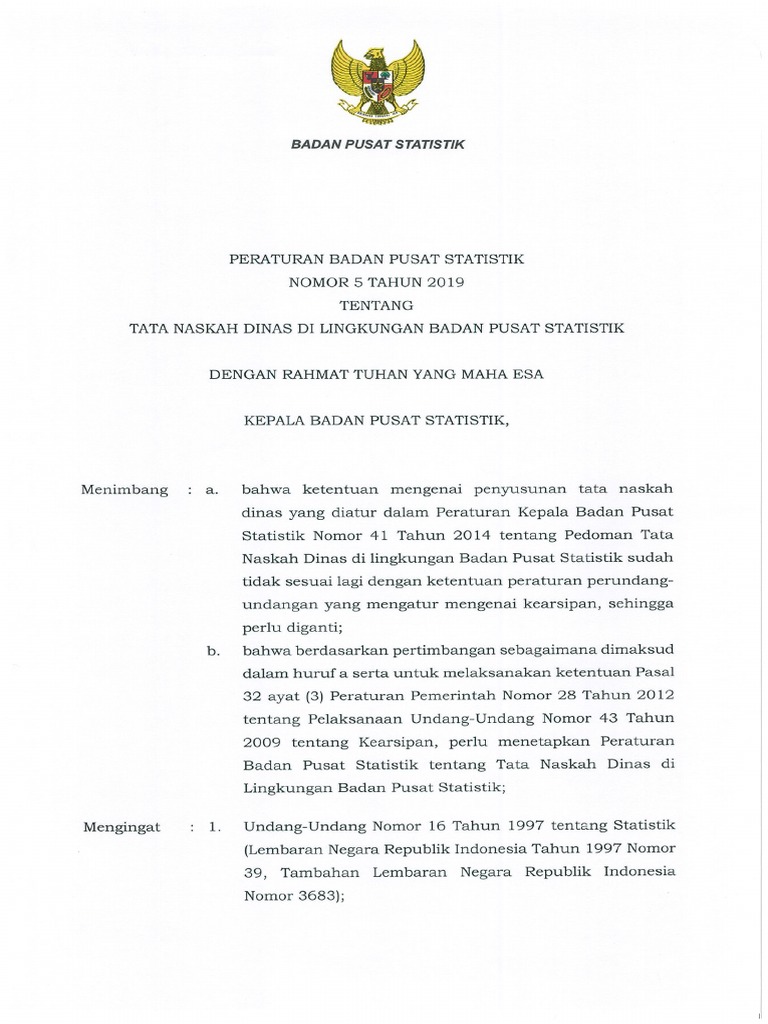 Tata Naskah Dinas BPS 2019 | PDF