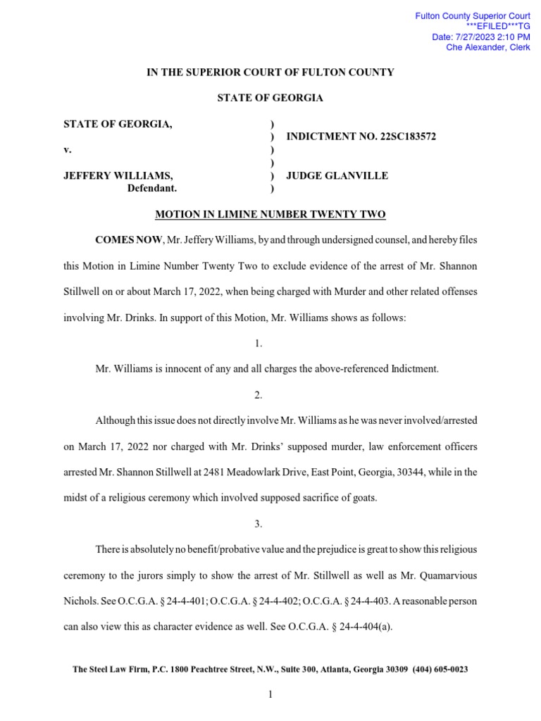 22sc183572 Motion in Limine 22 | PDF