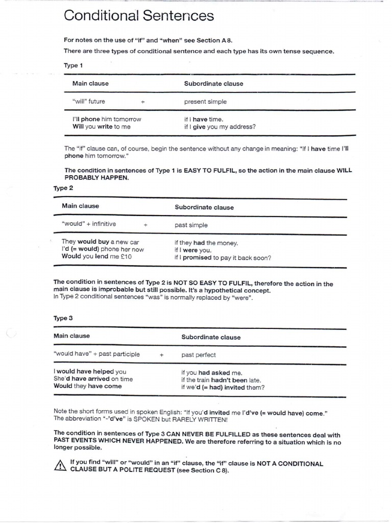 Conditional Sentences - Theory | PDF