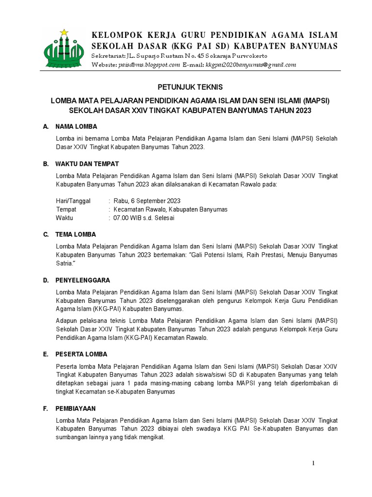 Lomba MAPSI SD Kabupaten Banyumas 2023 | PDF