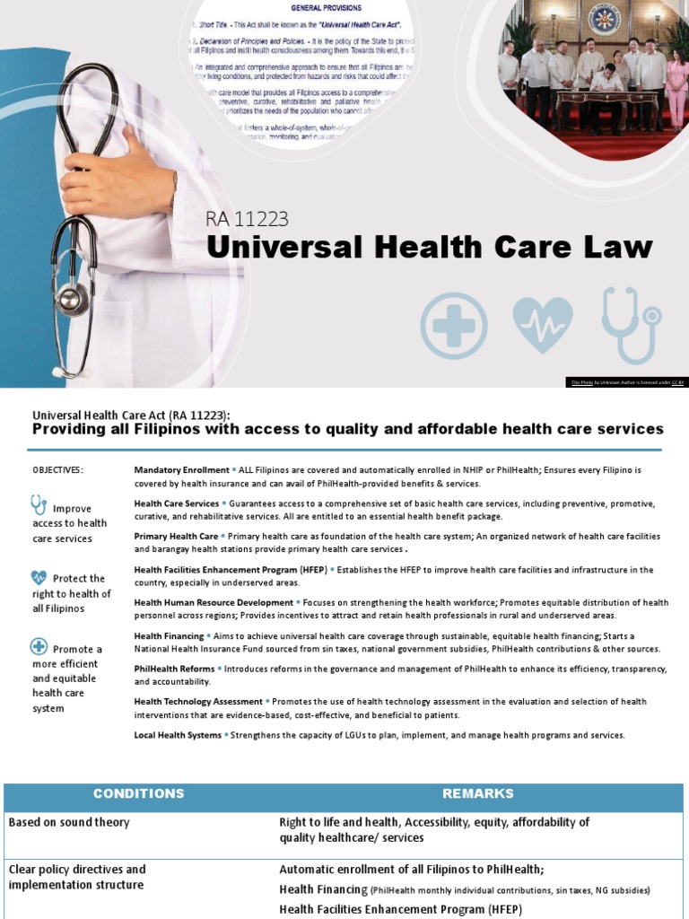 The Universal Healthcare Law (Ra 11223) | PDF