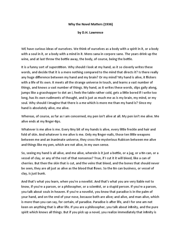 The Importance of Novels in Life | PDF