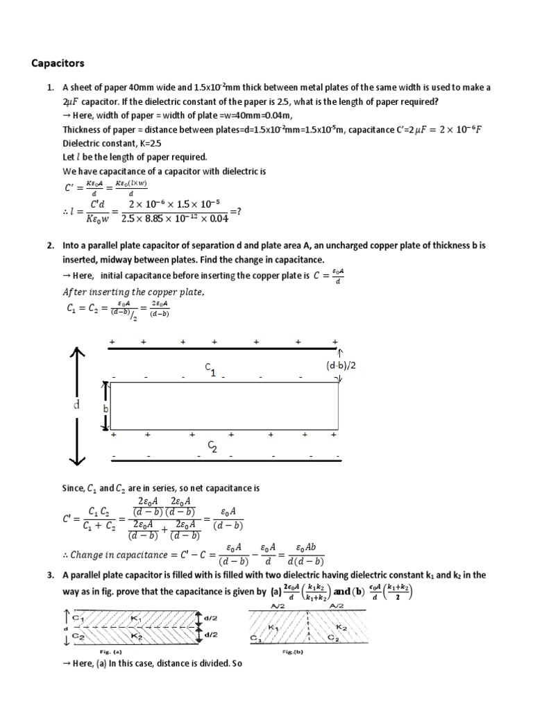 Capacitor Numericals Solution | PDF