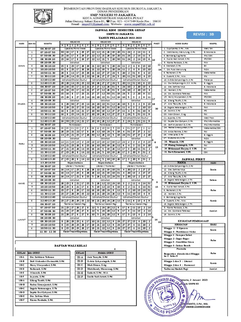 Jadwal KBM 2223 GENAP Revisi-3B | PDF