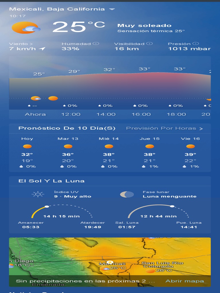 Pronóstico meteorológico de Mexicali, Baja California MSN El Tiempo | PDF