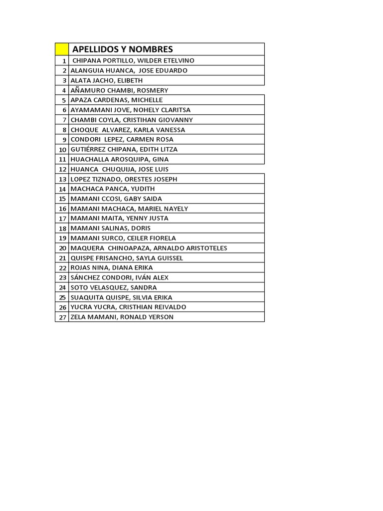Apellidos y Nombres | PDF
