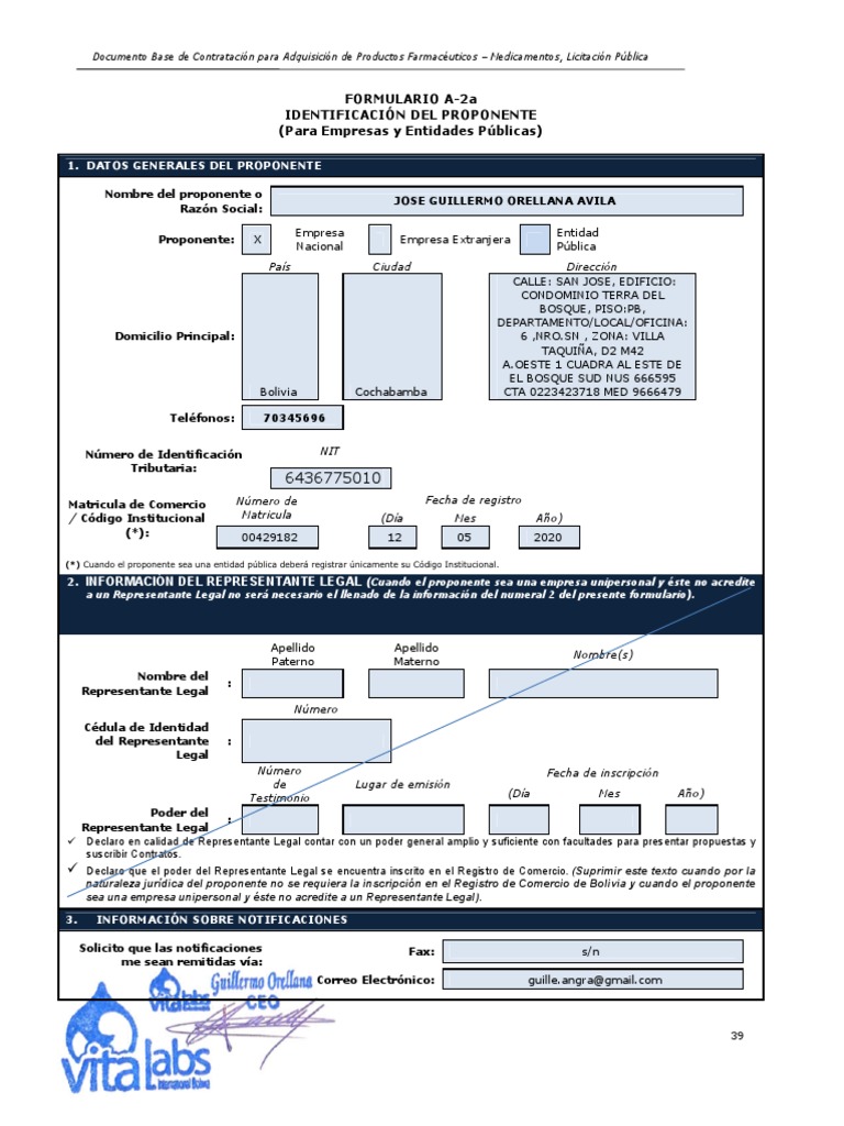 FORMULARIO A-2a | PDF