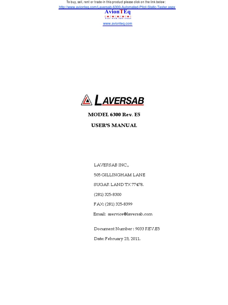 6300 Operation Manual Rev E5 | PDF