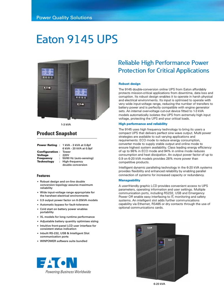 Eaton 9145 Datasheet May16 | PDF