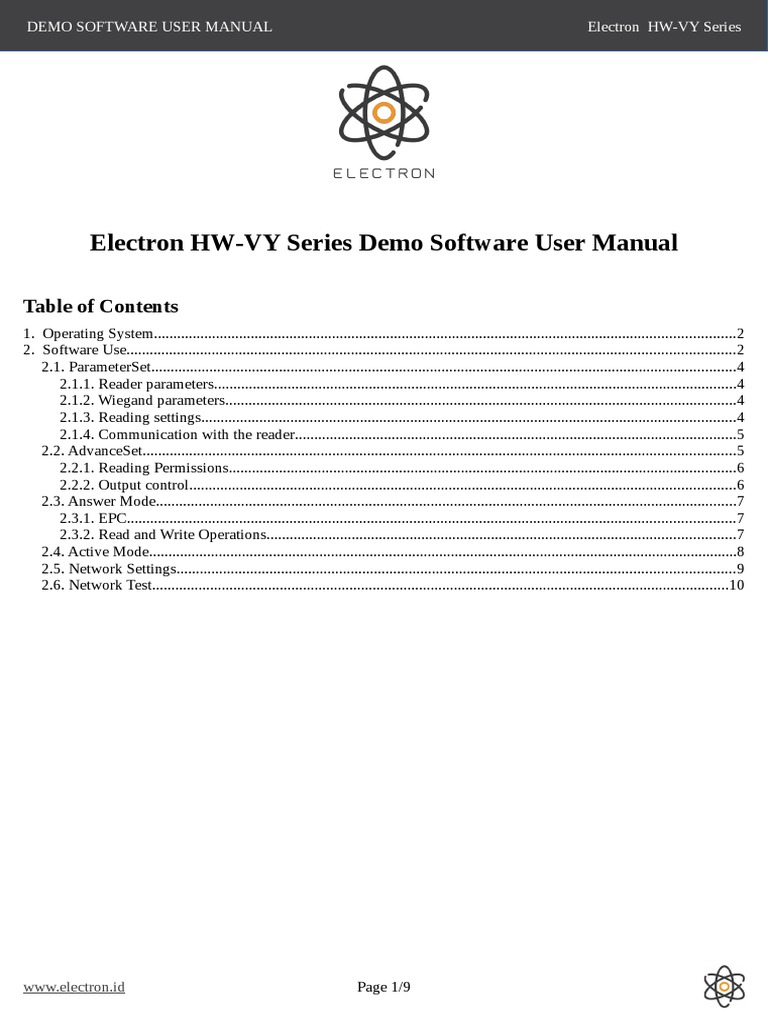 HW-VY Series Demo Software User Manual v1 | PDF