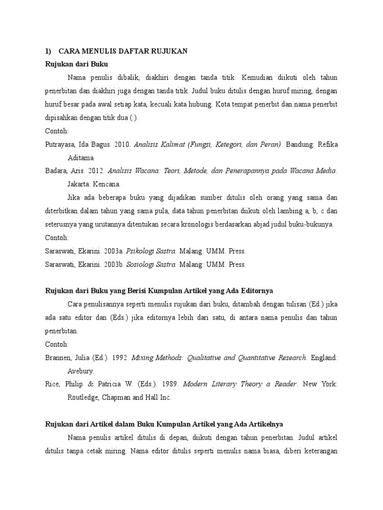 Panduan Penulisan Daftar Rujukan | PDF