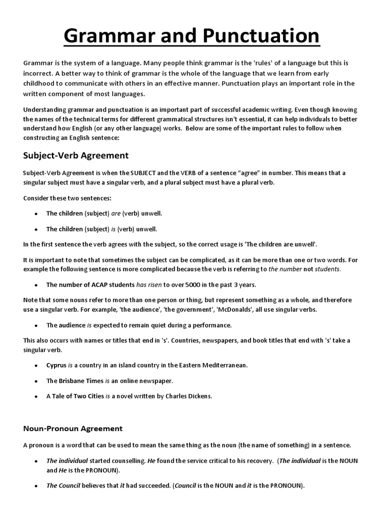 Grammar and Punctuation | PDF