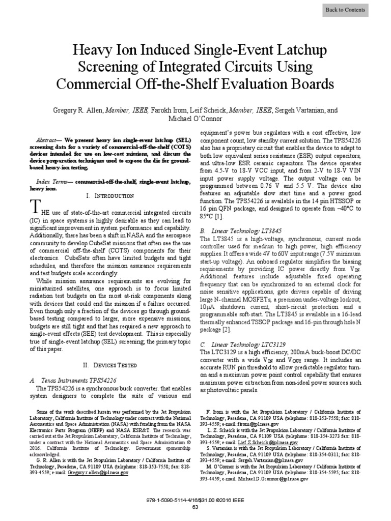Heavy Ion Induced Single-Event Latchup - Allen Et Al NSREC 2016 | PDF | Field Programmable Gate ...