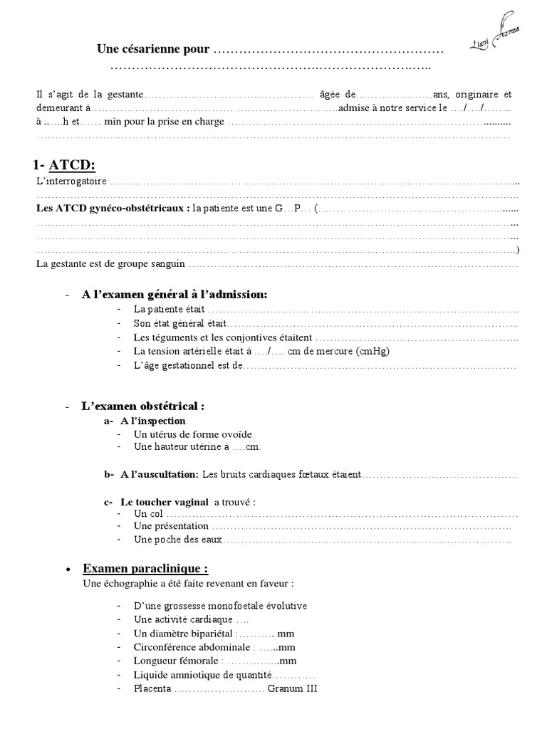 Cas Cliniques Gynecologie Obstetrique | PDF