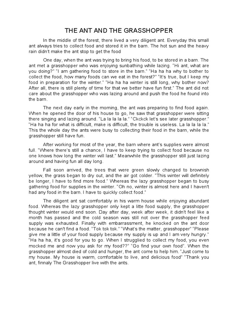 The Ant and The Grasshopper | PDF