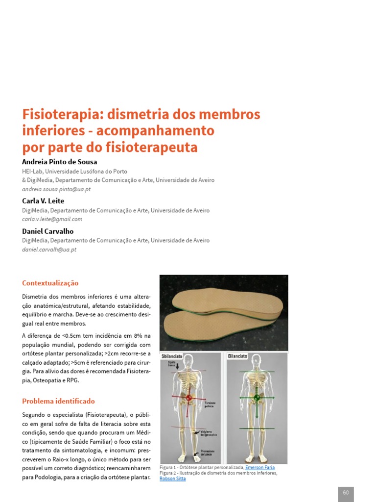 Dismetria dos Membros Inferiores: Intervenção Educativa | PDF