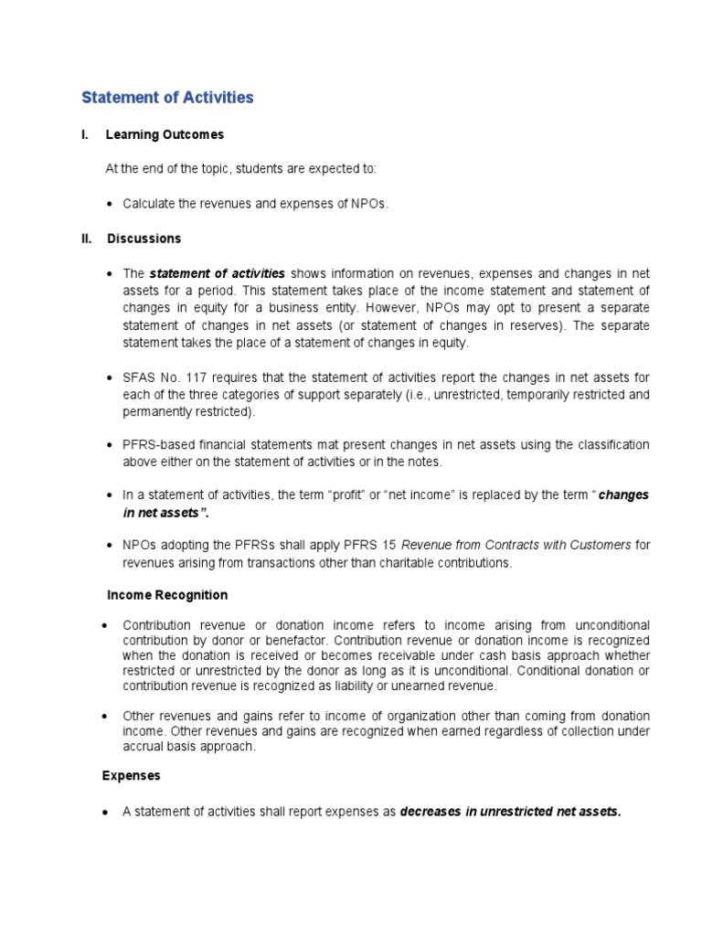 Module 4 - Statement of Activities | PDF