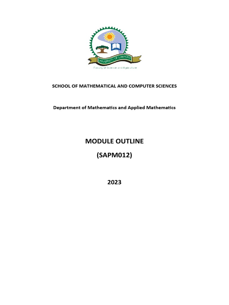 Module Outline Sapm012-2023 | PDF | Numerical Analysis | Equations