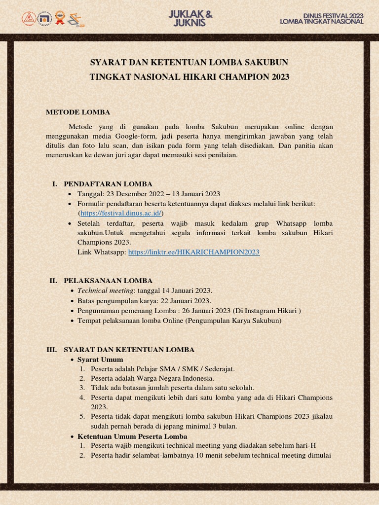 Juklak Lomba Sakubun | PDF