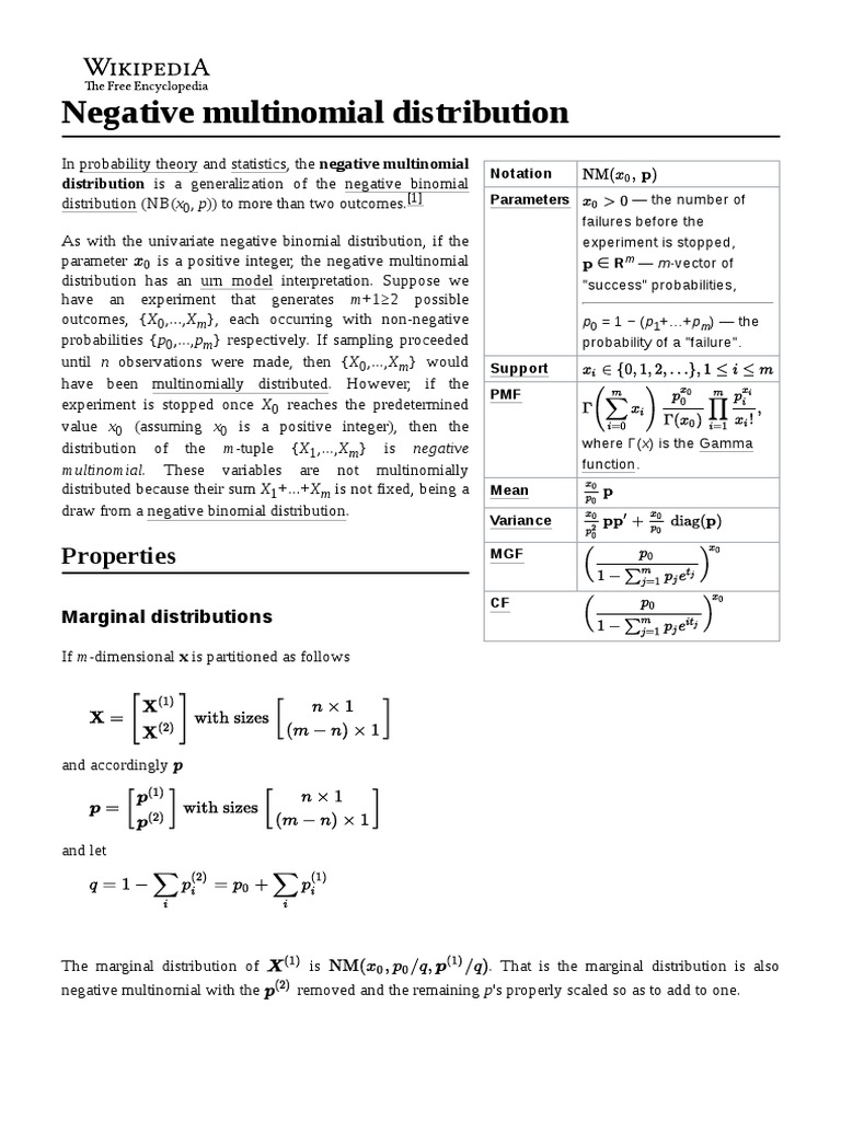 Negative Multinomial Distribution | PDF
