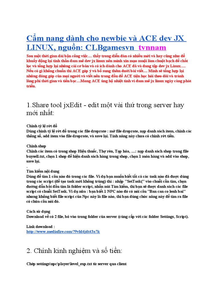 Cẩm Nang Dành Cho Newbie Và ACE Dev JX LINUX, Nguồn - CLBgamesvn Tvnnam ...