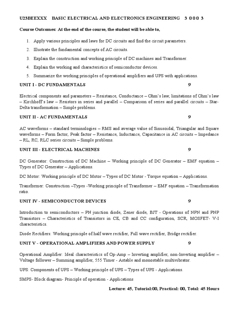 5basic Electrical and Electronics Engineering | PDF | Rectifier | Bipolar Junction Transistor