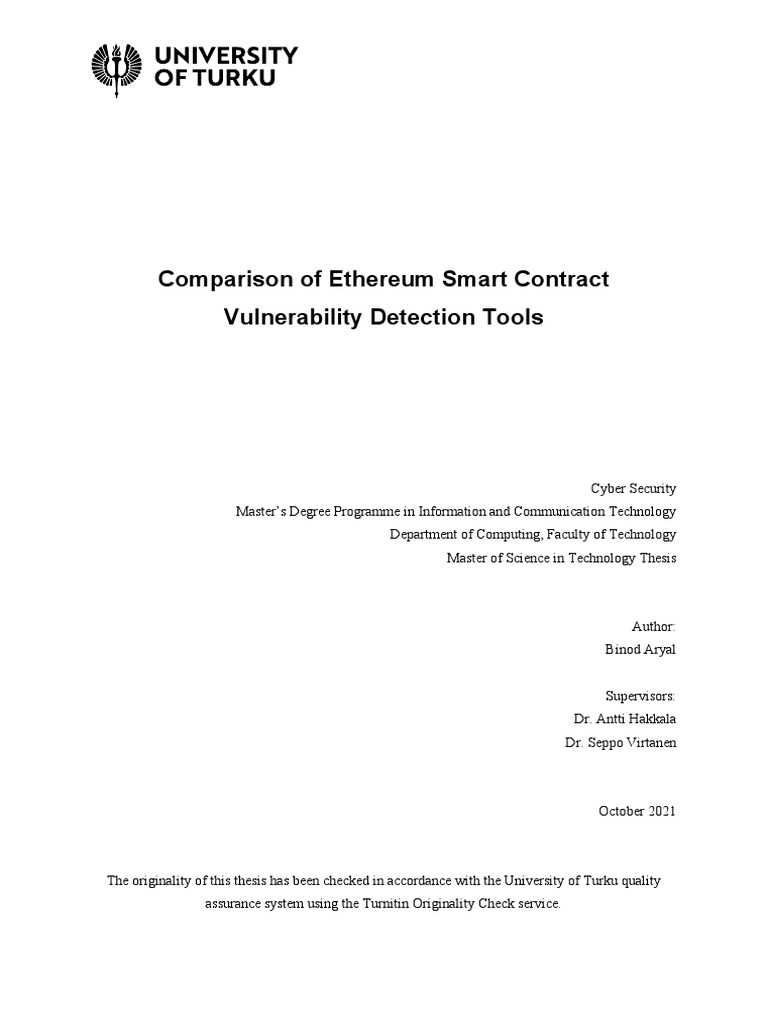 Comparison of Ethereum Smart Contract Vulnerability Detection Tools | PDF