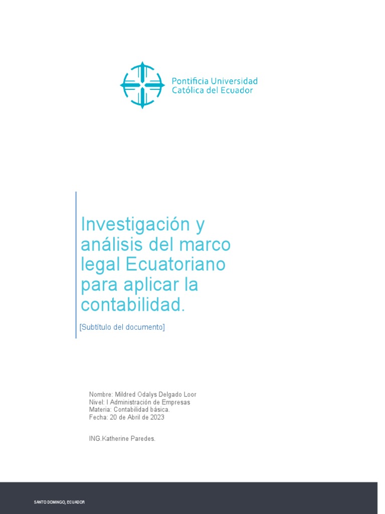 Analisis y Marco Legal Ecuatoriano para Aplicar Contabilidad. | PDF
